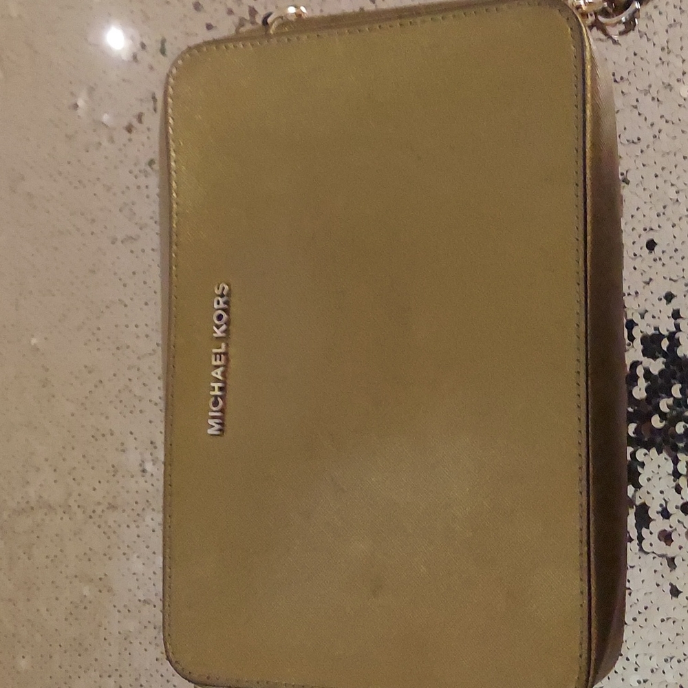 Michael Kors Metallic Gold Crossbody Purse With Match… - Gem